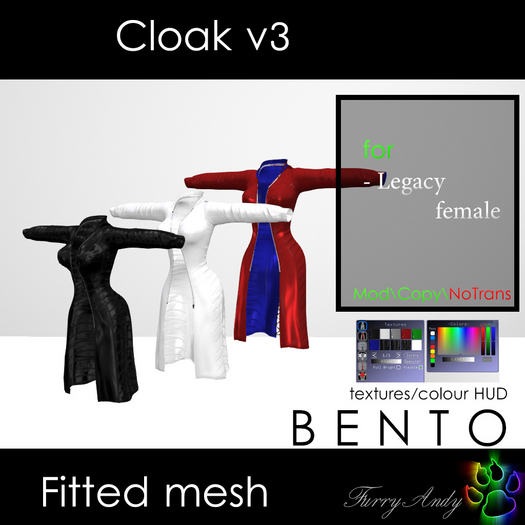 Second Life Marketplace - Furry Andy - Coat v3 for Legacy female