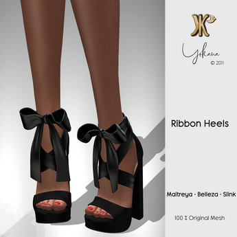 Second Life Marketplace - YK - Ribbon Heels Black