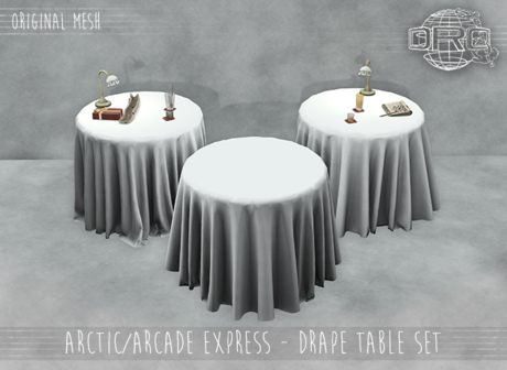 Second Life Marketplace - -DRD- AE - Train Car - Drape Table Set