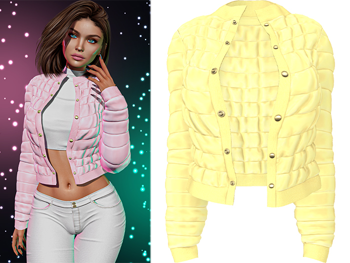 Second Life Marketplace - Amelia Quilted Puffer Bomber Jacket [Lemon ...