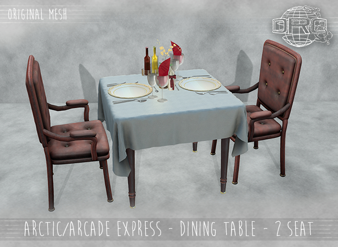 Second Life Marketplace - -DRD- AE - Train Car - Dining Table - 2 Seat Set