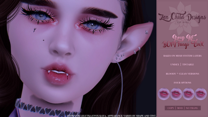 Second Life Marketplace - Zen Child Designs - GROUP GIFT BOM Fangs EvoX