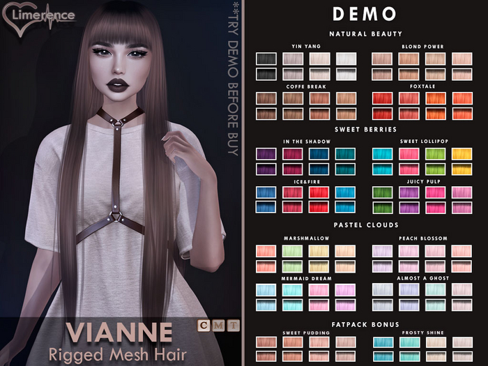 Second Life Marketplace - {Limerence} Vianne hair-DEMO