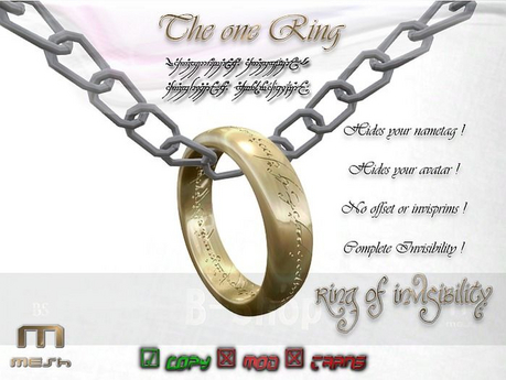 Second Life Marketplace - [Ring of Invisibility] {Mesh} - Lord of Rings ...