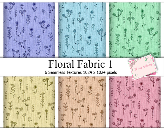 Second Life Marketplace - Floral Fabric 1 - 6 Textures Seamless - NINA ...