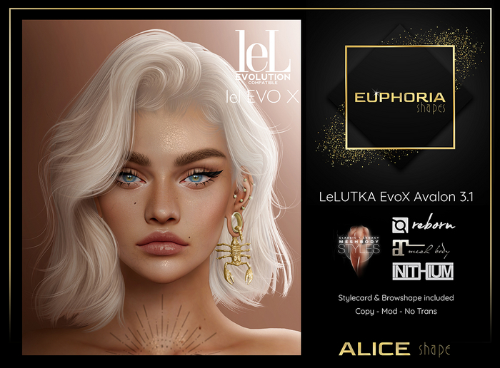 Second Life Marketplace - EUPHORIA Shapes - ALICE Shape (Lel EvoX ...