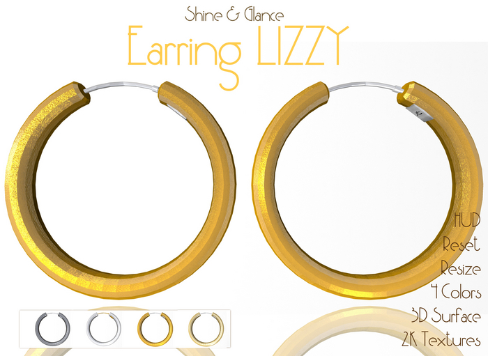 Second Life Marketplace - Shine & Glance - Earrings LIZZY - Silver & Gold