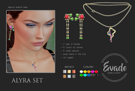 Second Life Marketplace - Evado - Alyra set - mesh earrings and ...