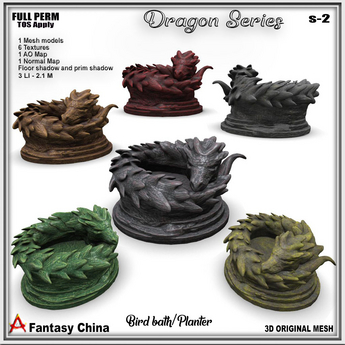 Second Life Marketplace - Full Perm Dragon Series s-2 , bird bath ...