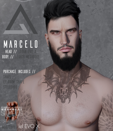 Second Life Marketplace - [ Aspect ] Marcelo Shape Lelutka EvoX Logan 3 ...
