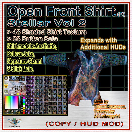 Second Life Marketplace - ALL MODELS Open Front Shirt (D) Stellar V2