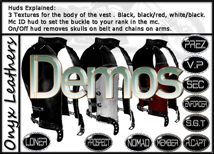 Second Life Marketplace - Demos for MC Patchable Rank Biker Vest ...
