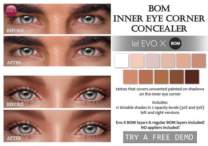 Second Life Marketplace - Izzie's - DEMO Inner Eye Corner Concealer ...