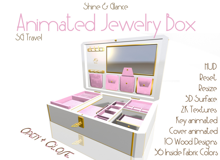 Second Life Marketplace - Shine & Glance - Animated Jewelry Box - SG Travel