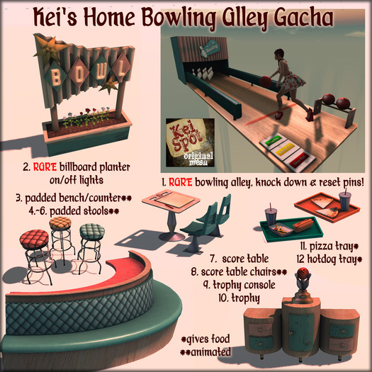 Second Life Marketplace - 1. Kei's Home Bowling Alley Gacha (bowling ...