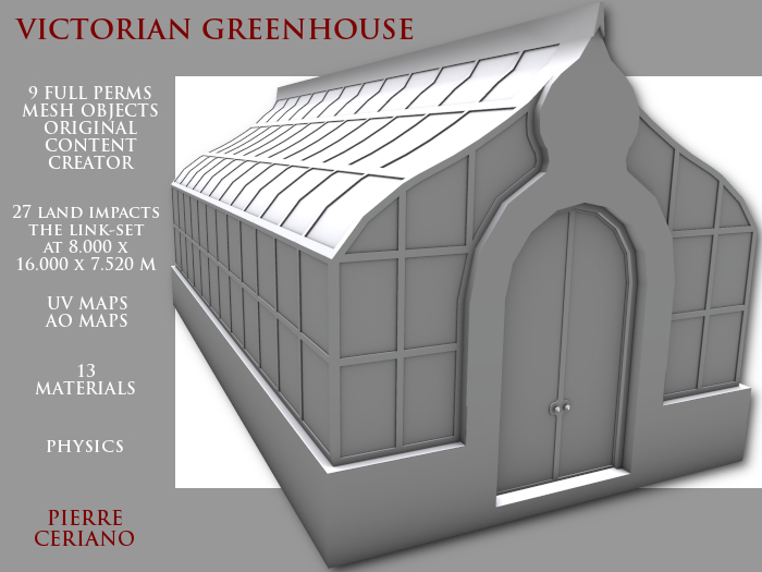 Second Life Marketplace - Victorian greenhouse - 27 LI - FULL PERM Mesh ...
