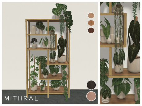 Second Life Marketplace - Mithral * Tall Offset Plant Shelf (Gold)