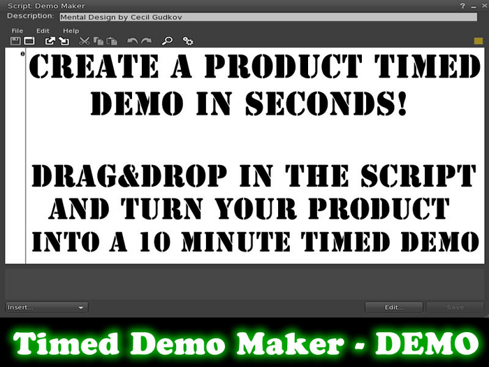 Second Life Marketplace - Timed Demo Maker - DEMO BOX