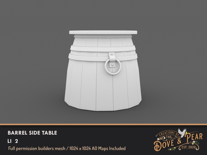 Second Life Marketplace - Dove & Pear for Builders - Barrel Side Table