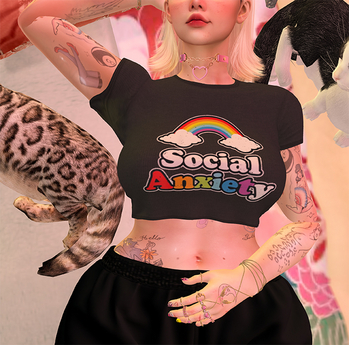 Second Life Marketplace - ~BiO~ Social Anxiety T-Shirt [ADD OR REZ]