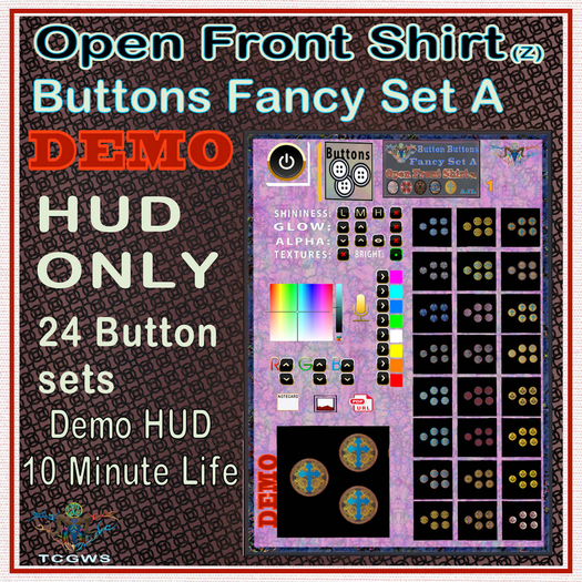 Second Life Marketplace - DHUD Open Front Shirt (Z) Button Fancy A
