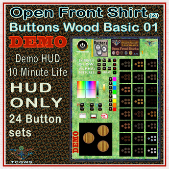 Second Life Marketplace - DHUD Open Front Shirt (Z) Button Wood Basic 01