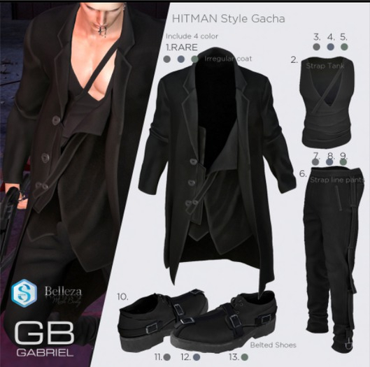 Second Life Marketplace - GB Hitman Style Set Black -Belleza-Rare