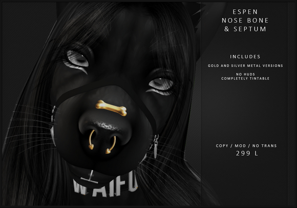 Second Life Marketplace - [MODZ] ESPEN NOSE BONE & SEPTUM - BOXED