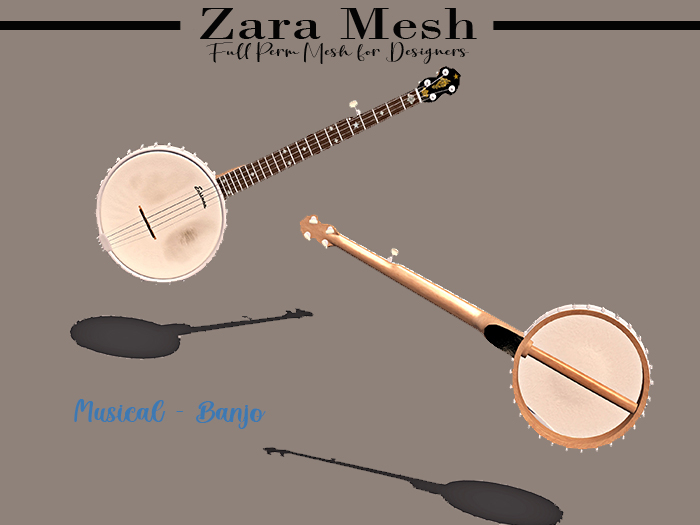 Second Life Marketplace - ZM - Musical - Banjo - FULL PERM MESH