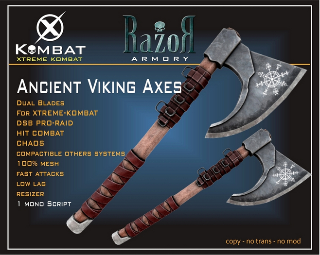 Second Life Marketplace - Razor::.>> Ancient Viking Axes