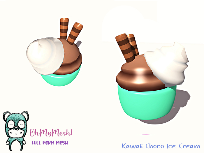 Second Life Marketplace - OhMyMesh! Kawaii Choco Ice Cream - Full Perm Mesh