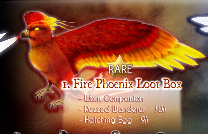 Second Life Marketplace - JIAN Avian Arcana 1. Fire Phoenix Loot Box RARE