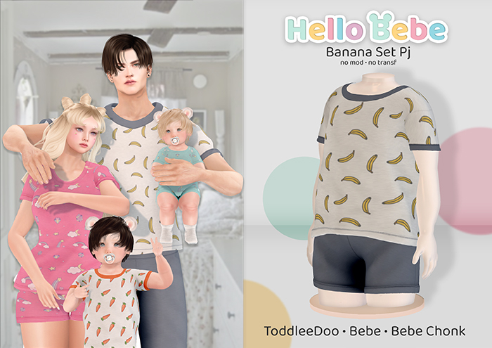 Second Life Marketplace - Hello Bebe - Banana Set PJ {ToddleeDoo, Bebe ...