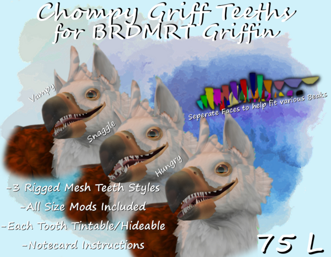 Second Life Marketplace - Chompy Griff Teeth for BRDMRT Griffin