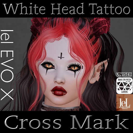 Second Life Marketplace - Cross (White/Black) Head Tattoo EvoX - Darko ...