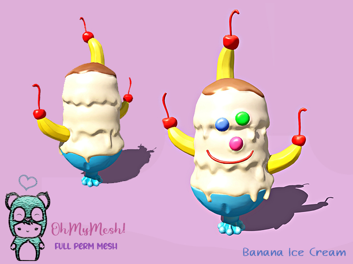 Second Life Marketplace - OhMyMesh! Banana Ice Cream - Full Perm Mesh