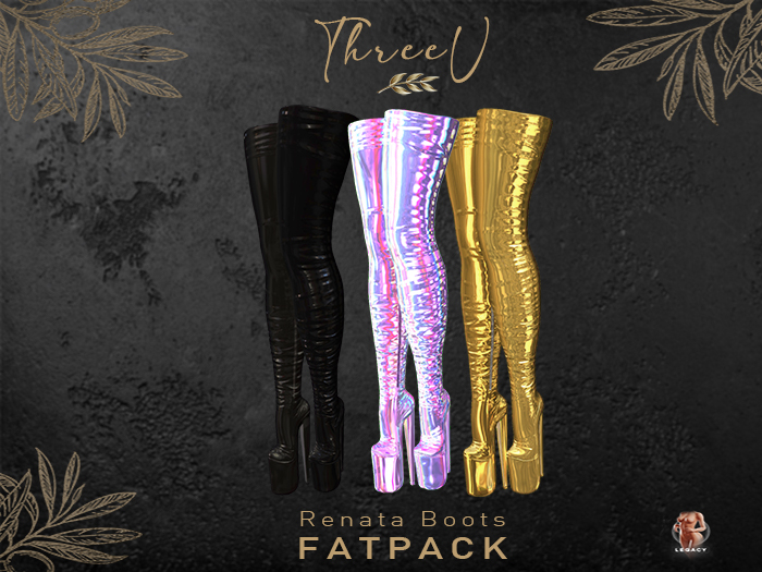Second Life Marketplace - 3V - Renata Boots PVC shinny FatPack