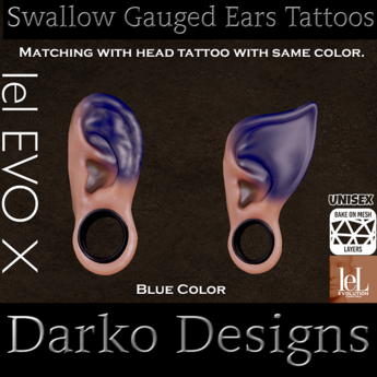 Second Life Marketplace - Blue Ear Cover Faded - Darko Designs