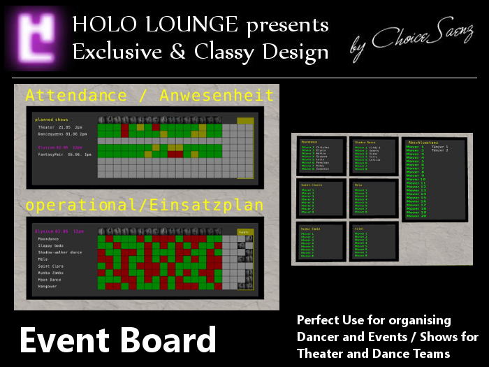 Second Life Marketplace - Event Board planning Shows / Shedule Board