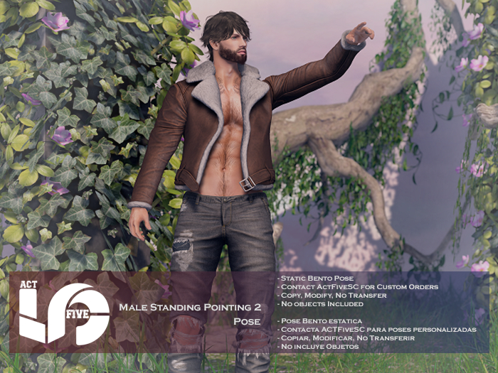 Second Life Marketplace - ACT5-833-Male Standing Pointing 2 Pose BOXED