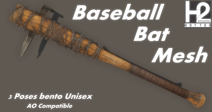Second Life Marketplace - H2 - Baseball Bat Mesh pose bento Unisex