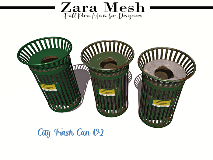 Second Life Marketplace - ZM - Urban - City Trash Can V2 - FULL PERM MESH