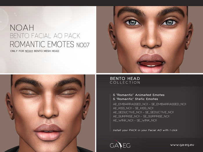 Second Life Marketplace - [GA.EG] Noah Bento Facial AO Pack - NO07 ...