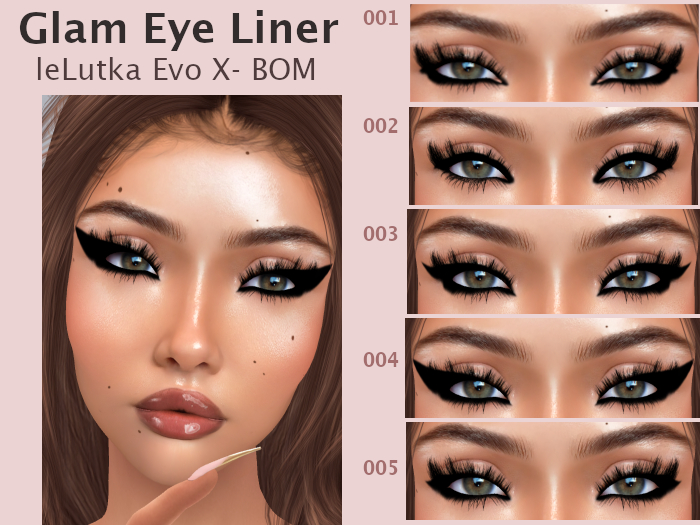 Second Life Marketplace - GLAM Eyeliner - LeLutka Evo X - Bakes on Mesh ...