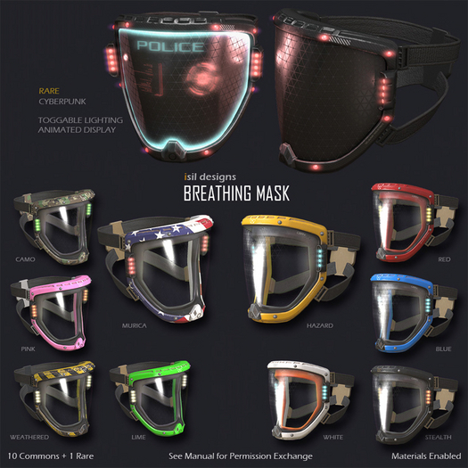 Second Life Marketplace - ~isil~ Breathing Mask (Cyberpunk) RARE