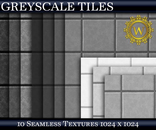Second Life Marketplace - Greyscale Tiles 10 Seamless Build Textures ...