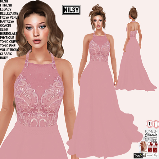 Second Life Marketplace - BEADED HALTER GOWN,CL&MESH BODY
