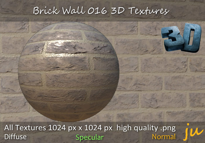 Second Life Marketplace - JU Brick Wall 016-BEI 3D Textures Full Perm