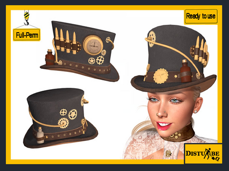Second Life Marketplace - ::DisturbeD:: Steampunk Hat - FULL PERM MESH