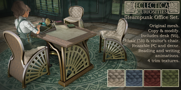 Second Life Marketplace - Eclectica Curiosities-Steampunk Office Set